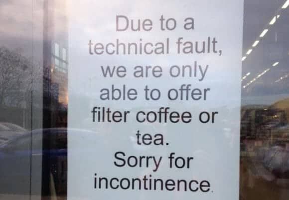 Sorry for the "incontinence" sign gives shoppers a giggle
