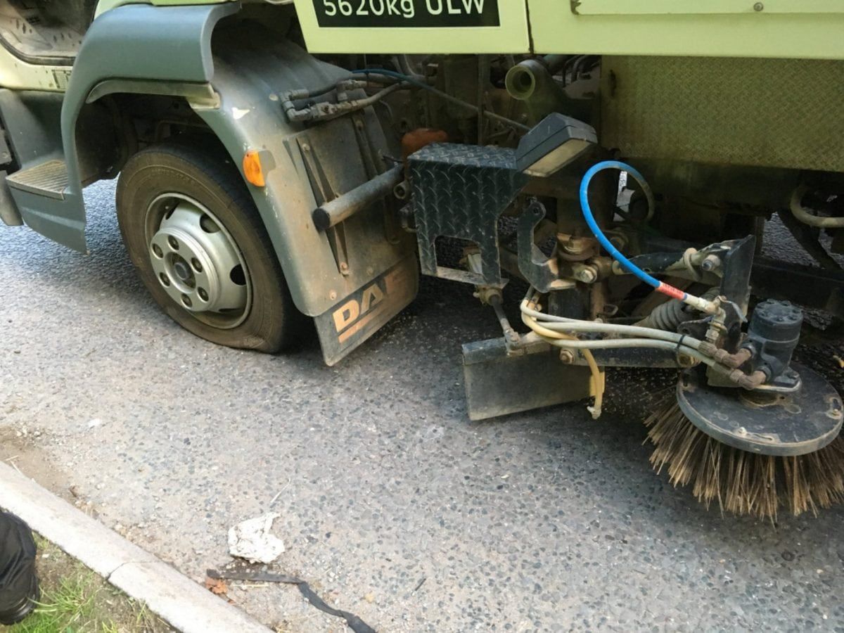 Sticky end to bizarre road sweeper police chase