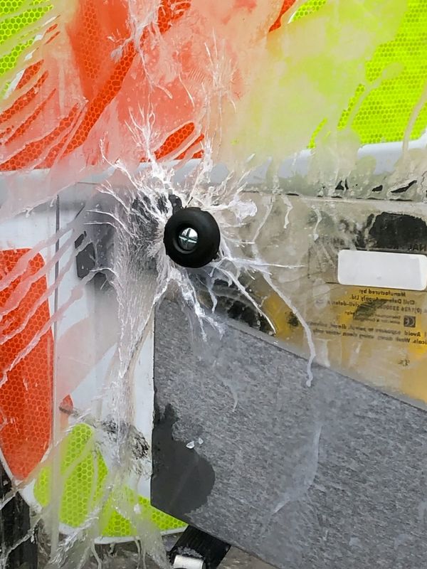 Shocking pic shows police riot shield covered in acid after thug hurls ...