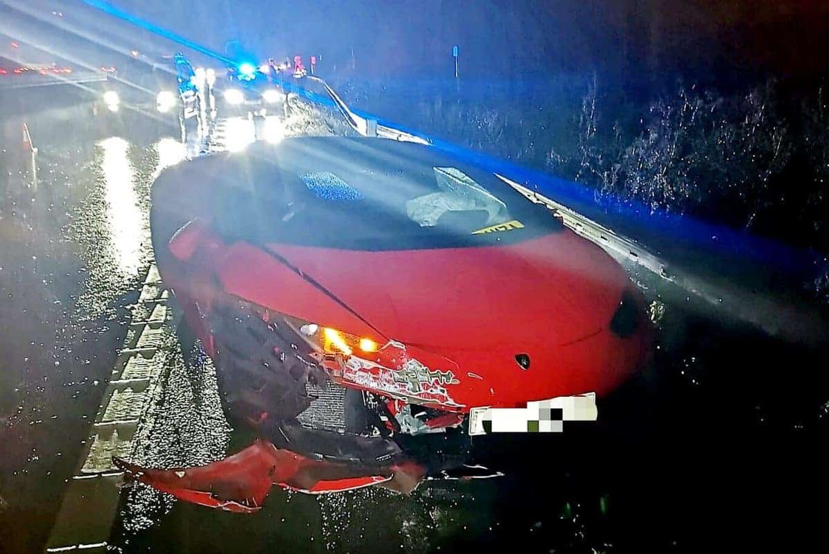 Lamborghini driver smashed a hired red supercar on the M1