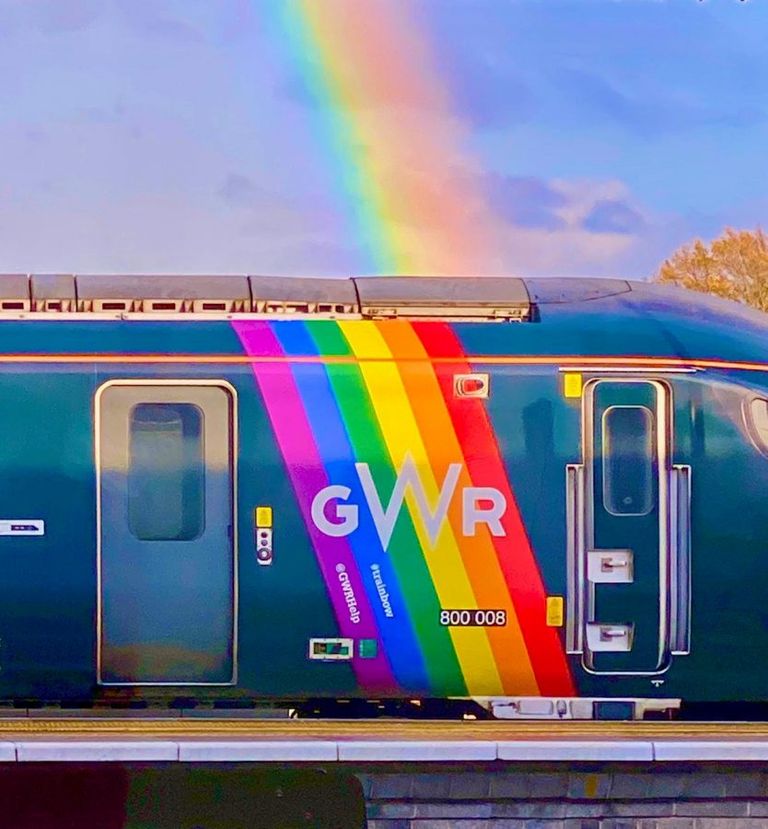 Amazing photo of a sunset rainbow - perfectly in line with a GWR Pride ...