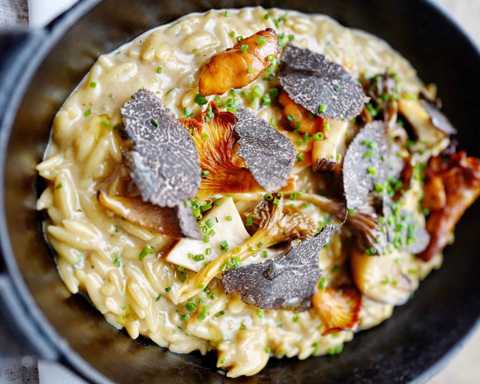 Orzo recipe with wild mushroom and truffle, from Oblix