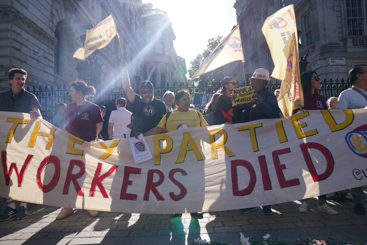 Protest at Downing Street over treatment of low-paid workers