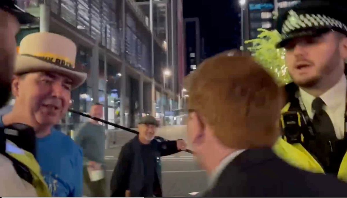 Steve Bray clashes with Tories outside final hustings