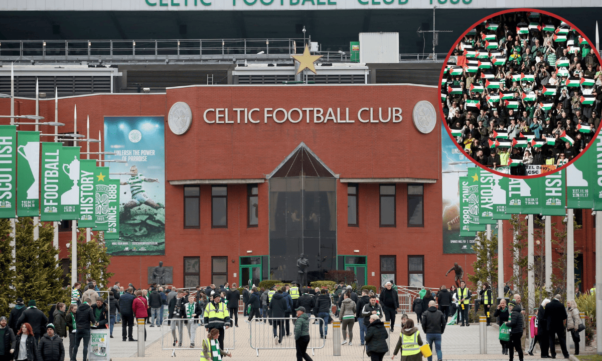 Wow! Celtic fans snub club warnings with Palestinian flag display Wow! Celtic fans snub club warnings with Palestinian flag display