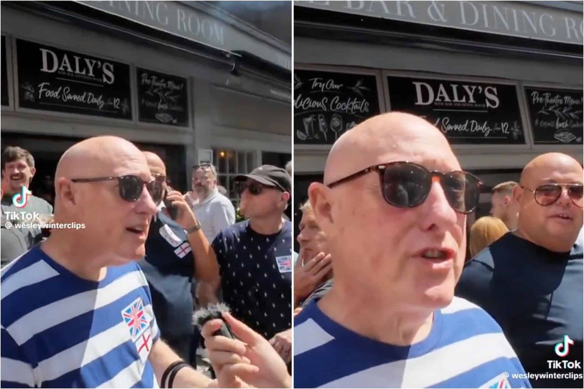 Man says he's protesting because there's 'no more pubs'