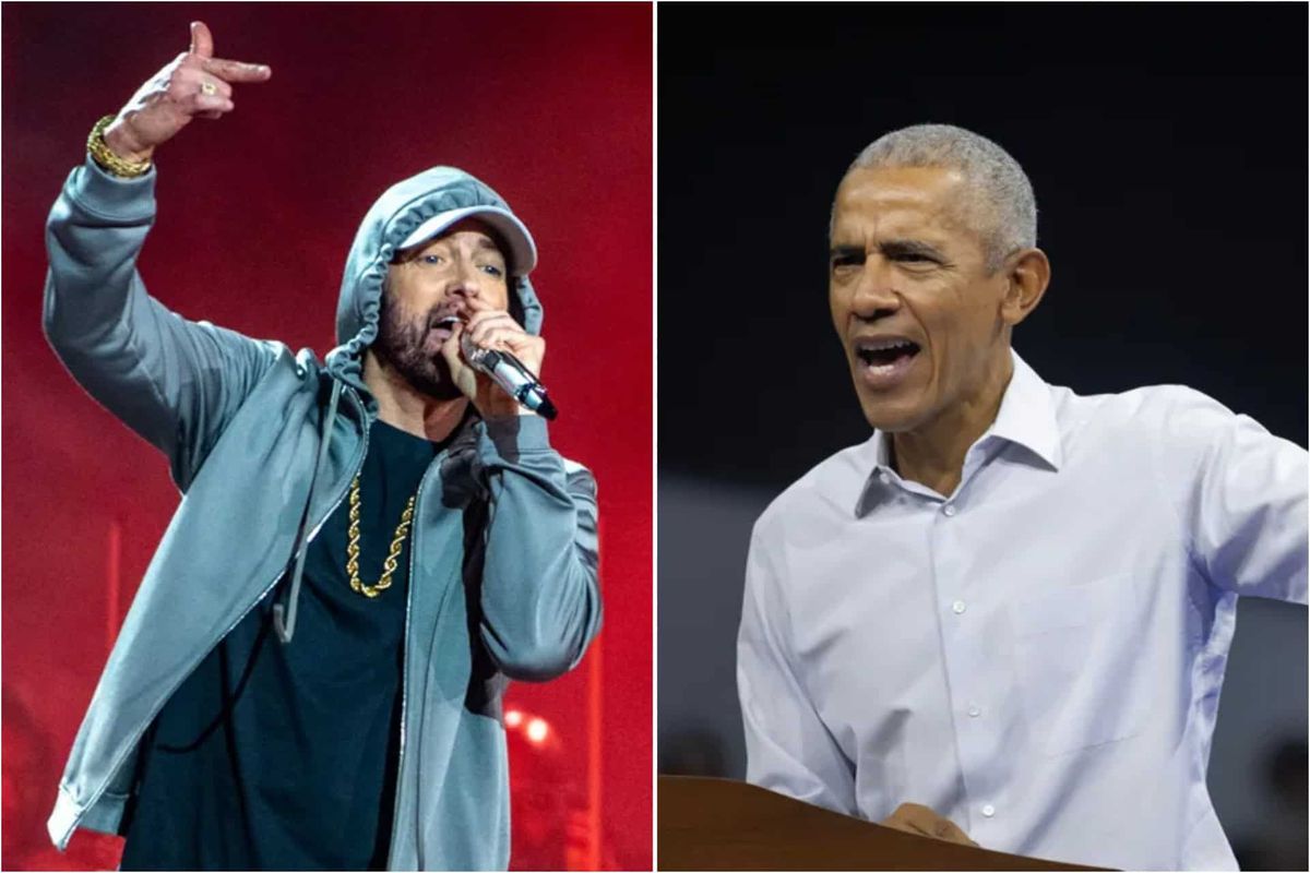 Barack Obama raps 'Lose Yourself' as Eminem joins him on stage