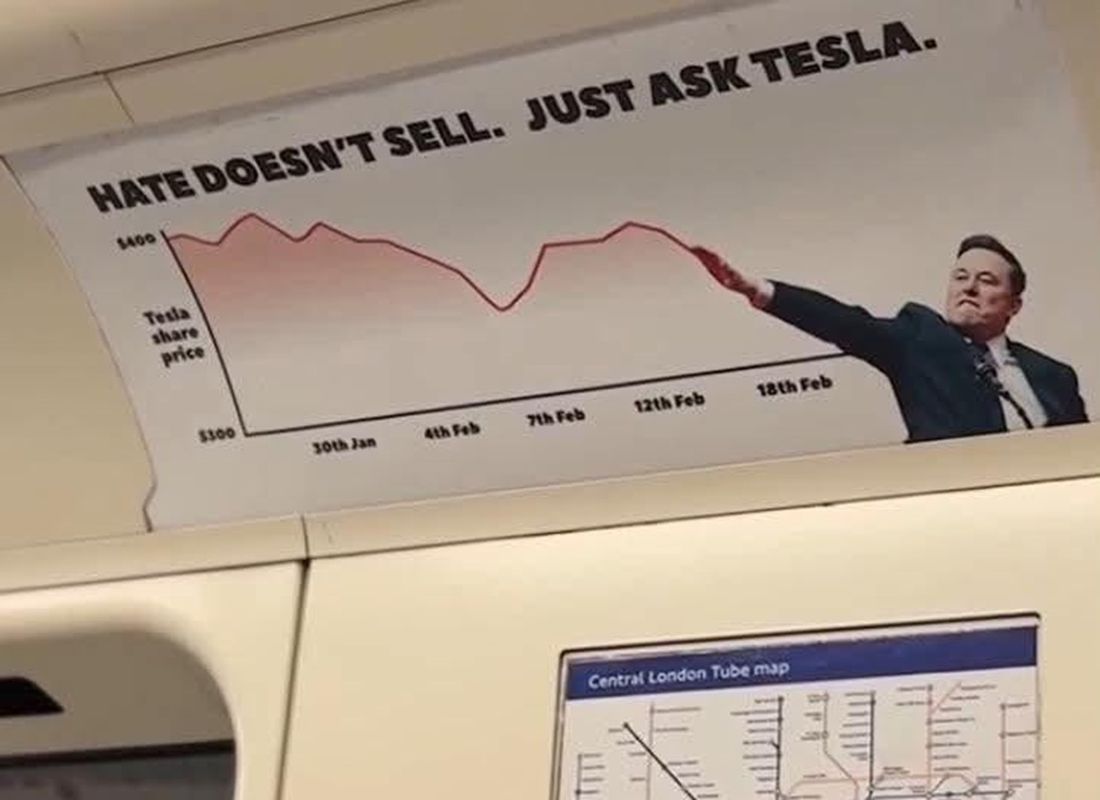 Tube ad mercilessly mocks Elon Musk over Tesla share price