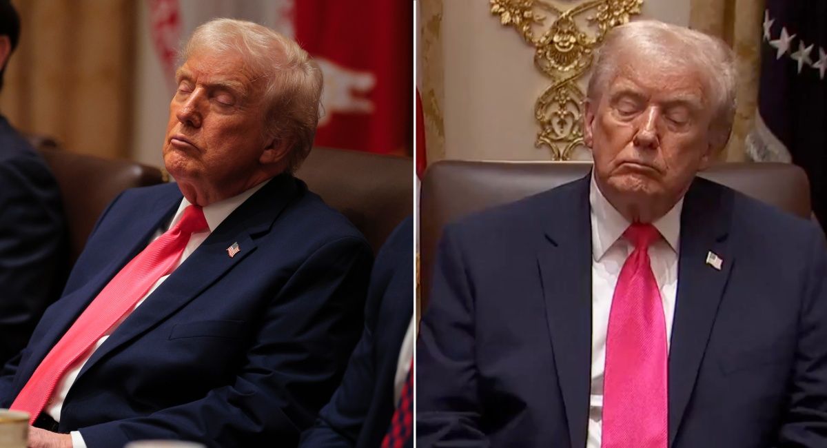 Donald Trump appears to fall asleep during cabinet meeting