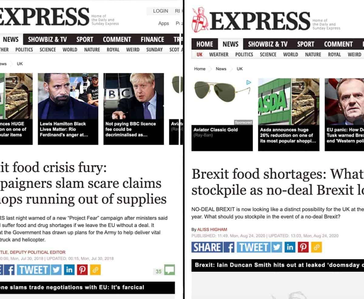 Daily Express headlines go viral as reality dawns on the pro-Brexit paper