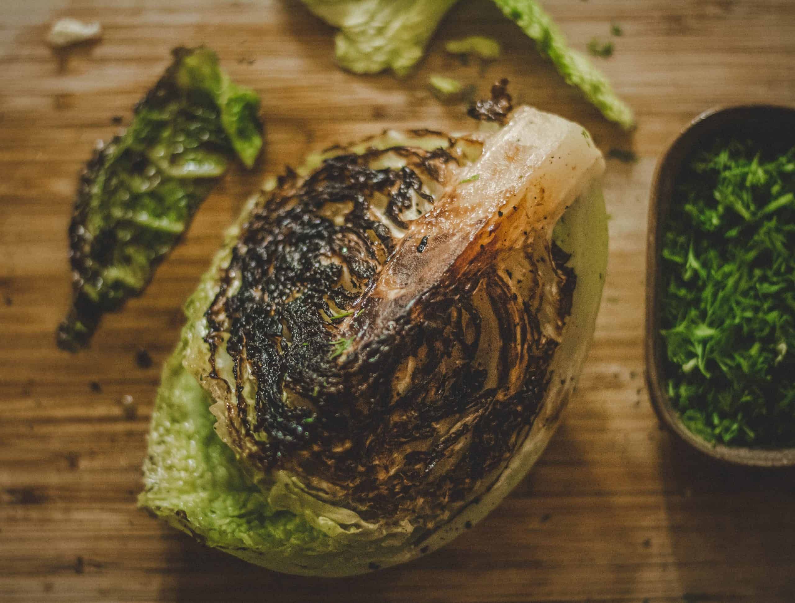BBQ Hispi cabbage recipe, with anchovy butter dressing