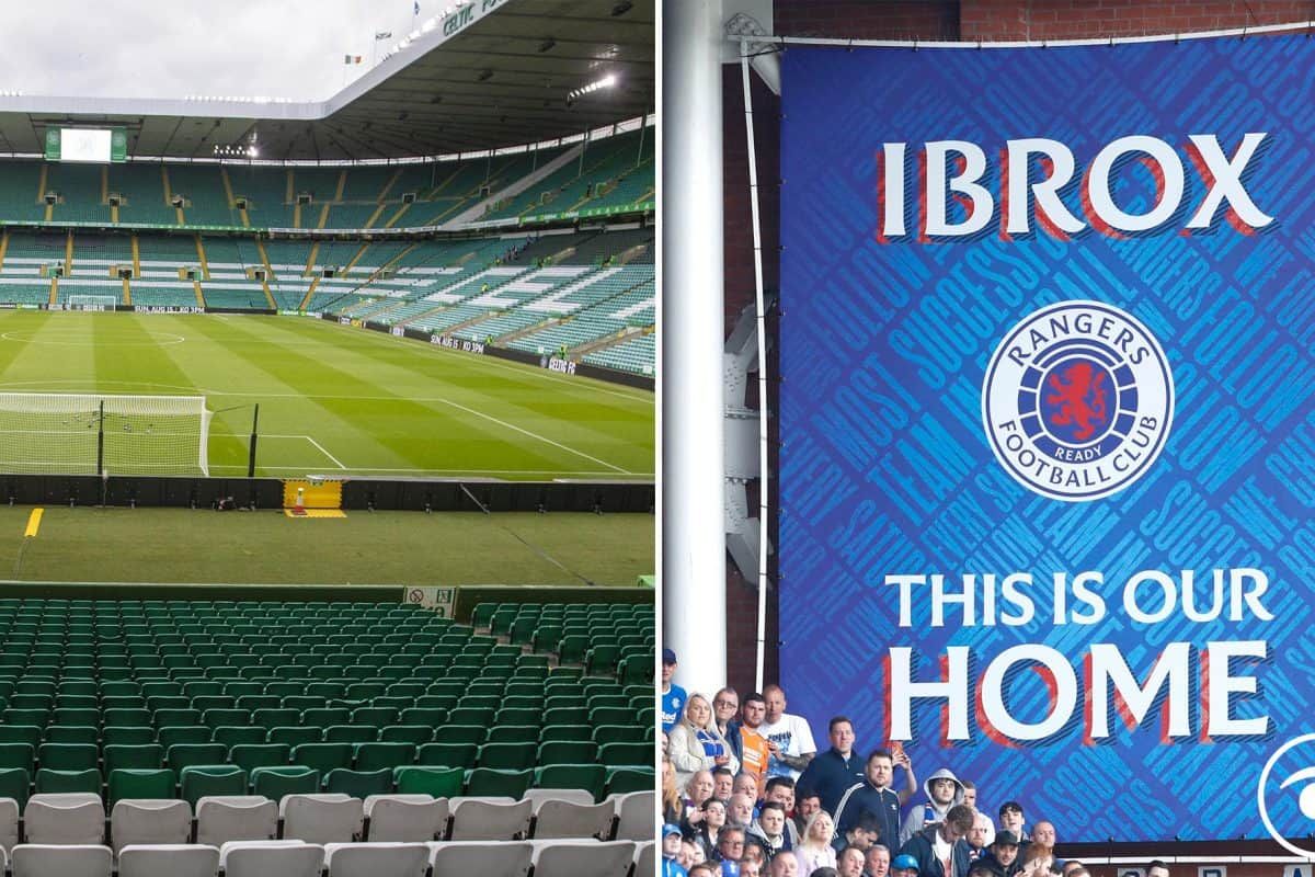Rangers fans sing national anthem - Celtic fans anti-royal banner