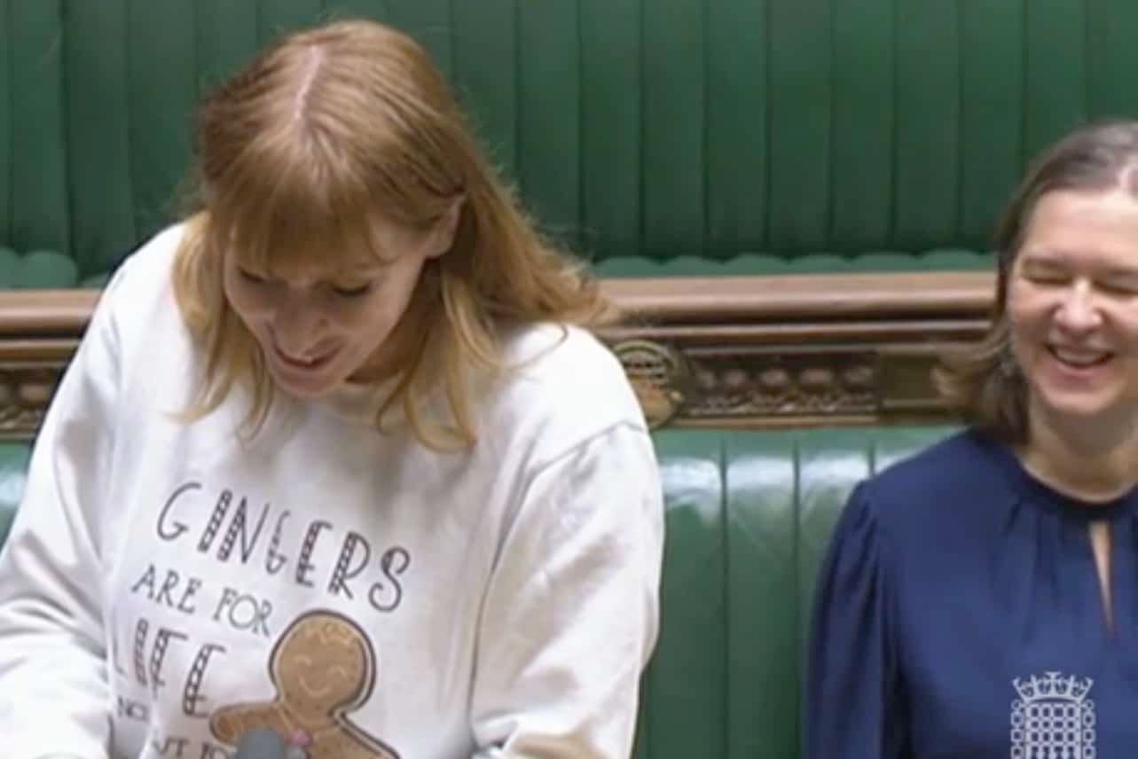 Angela Rayner jokes as she wears Xmas jumper to Parliament Angela Rayner jokes as she wears Xmas jumper to Parliament