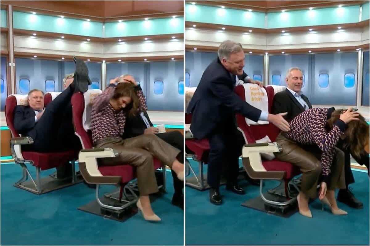 Ed Balls accidentally kicks Susanna Reid in the head