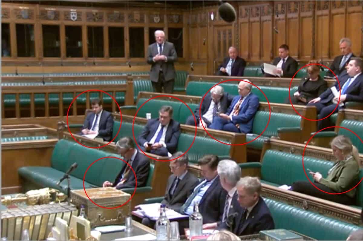 MPs glued to phones in the House of Commons