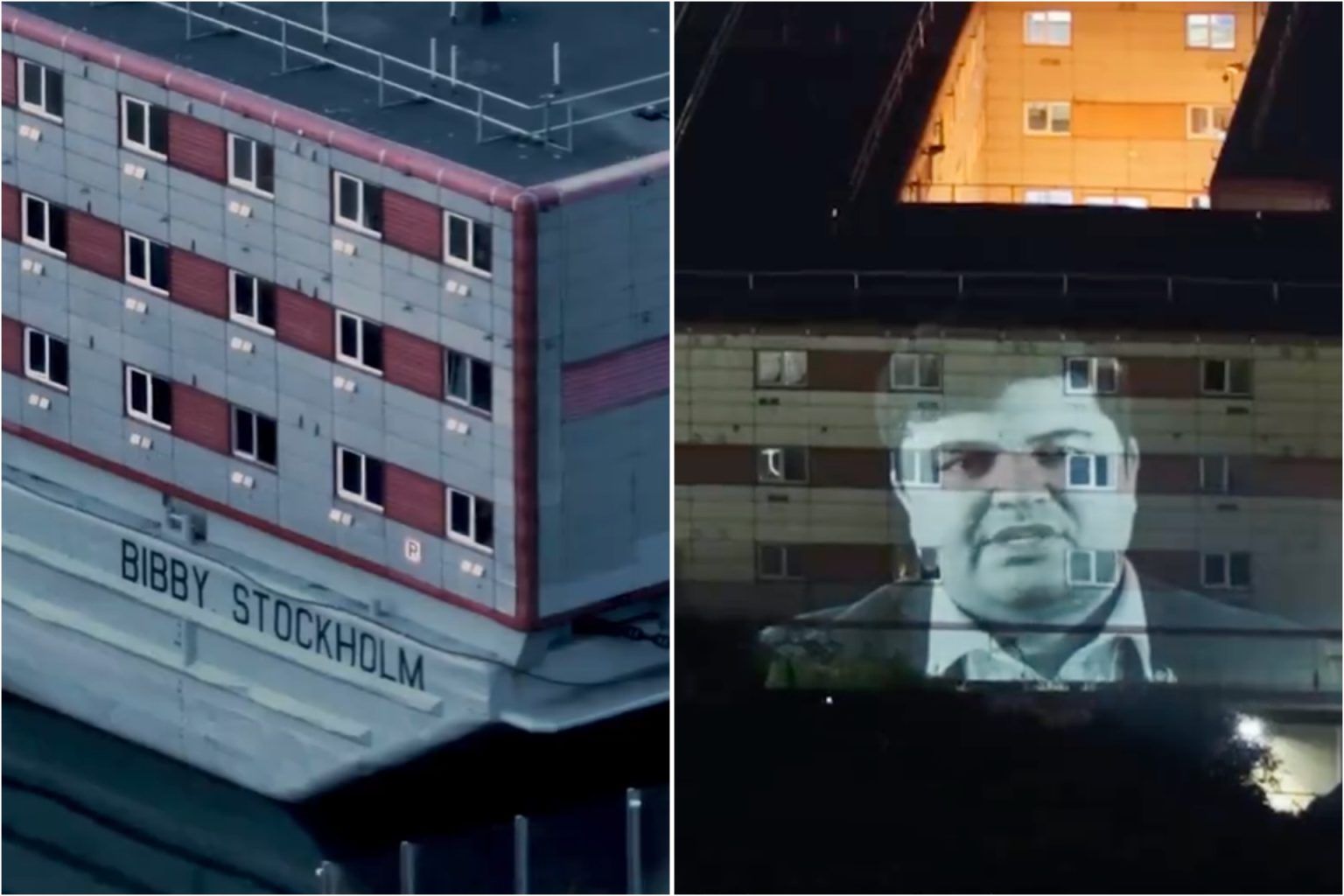 Led By Donkeys project tragic story onto Bibby Stockholm