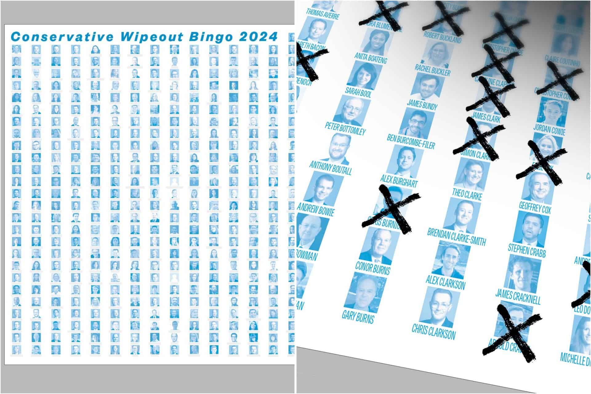 Artist creates Conservative Wipeout Bingo card for election night